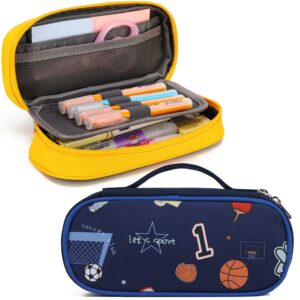 willikiva kids toddler pencil case for little girls boys waterproof students pen pouch (trophy)