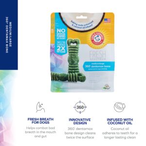 Arm & Hammer for Pets Fresh Spectrum 360 Degree Dentamax Bone, Medium/Large - 7 pcs | Arm and Hammer Baking Soda Dog Dental Bone Chew Treat | Dental Treats for Dogs, Chew Bone for Dogs