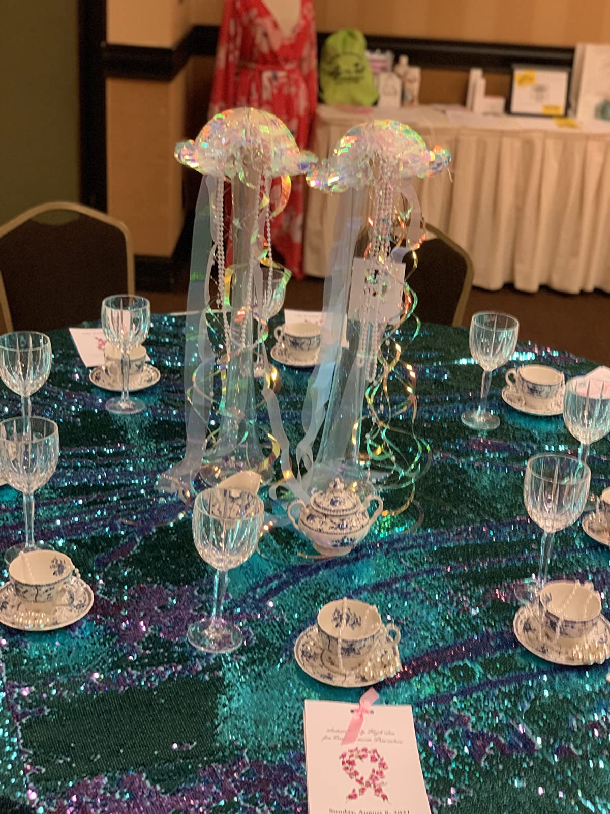 Cheerland Iridescent Jellyfish Under The Sea Little Mermaid Party Decoration Party Table Centerpiece Hanging Jelly Fish Decor Ocean Theme Birthday Wedding Bridal Baby Shower Party Supplies