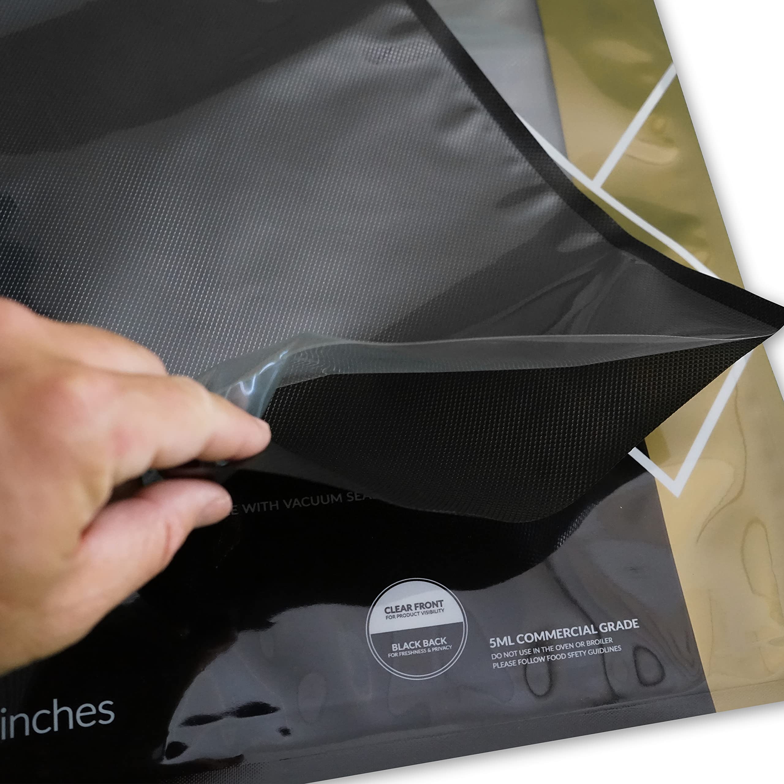 SEZONS - Diamond Bags - Vacuum Sealing bags 5mil - 50 bags (15x20, Black/Clear)