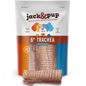 jack&pup 6 inch trachea dog chew | single ingredient beef trachea treats for dogs | naturally rich in glucosamine and chondroitin for joint health (12 pk)