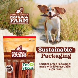 Natural Farm Bully Sticks, Odor-Free, (6 Inch, 12 Ounces), Packaged by Weight, 100% Beef Pizzle Chews, Grass-Fed, Fully Digestible Treats to Keep Your Puppies, Small and Medium Dogs Busy