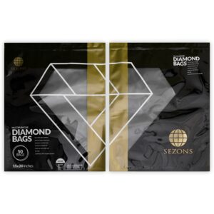 SEZONS - Diamond Bags - Vacuum Sealing bags 5mil - 50 bags (15x20, Black/Clear)