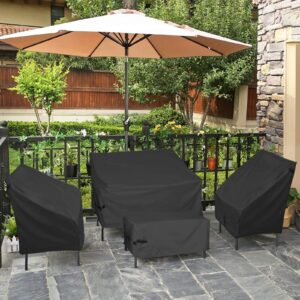 Porch Shield Patio 3-Seater Sofa Cover - Waterproof Outdoor Couch Deep Seat Sofa Cover 86W x 38D x 35H inch, Black