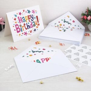 100 Happy Birthday Cards Bulk, Blank Inside with Envelopes and Stickers, – 20 Unique Bright Colorful Designs Notes, Large 5x7 Inches Folded, Thick Cardstock in a Sturdy Packaging