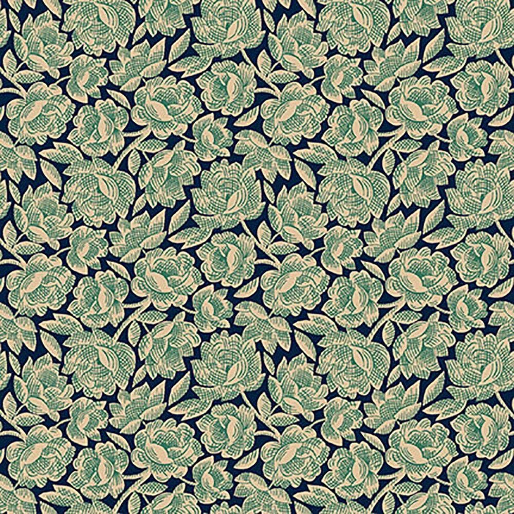 Henry Glass Fabrics Gratitude and Grace Kim Diehl Vintage Floral Blue