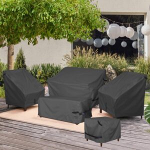 Porch Shield Patio Ottoman Cover - Waterproof Outdoor Square Side Table Covers – 27L x 27W x 18H inch, Black