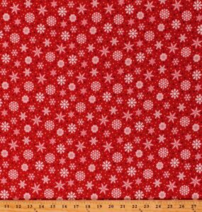 flannel snowflakes red winter christmas holiday festive snow bird 2-ply cotton flannel fabric print by the yard (d284.26)