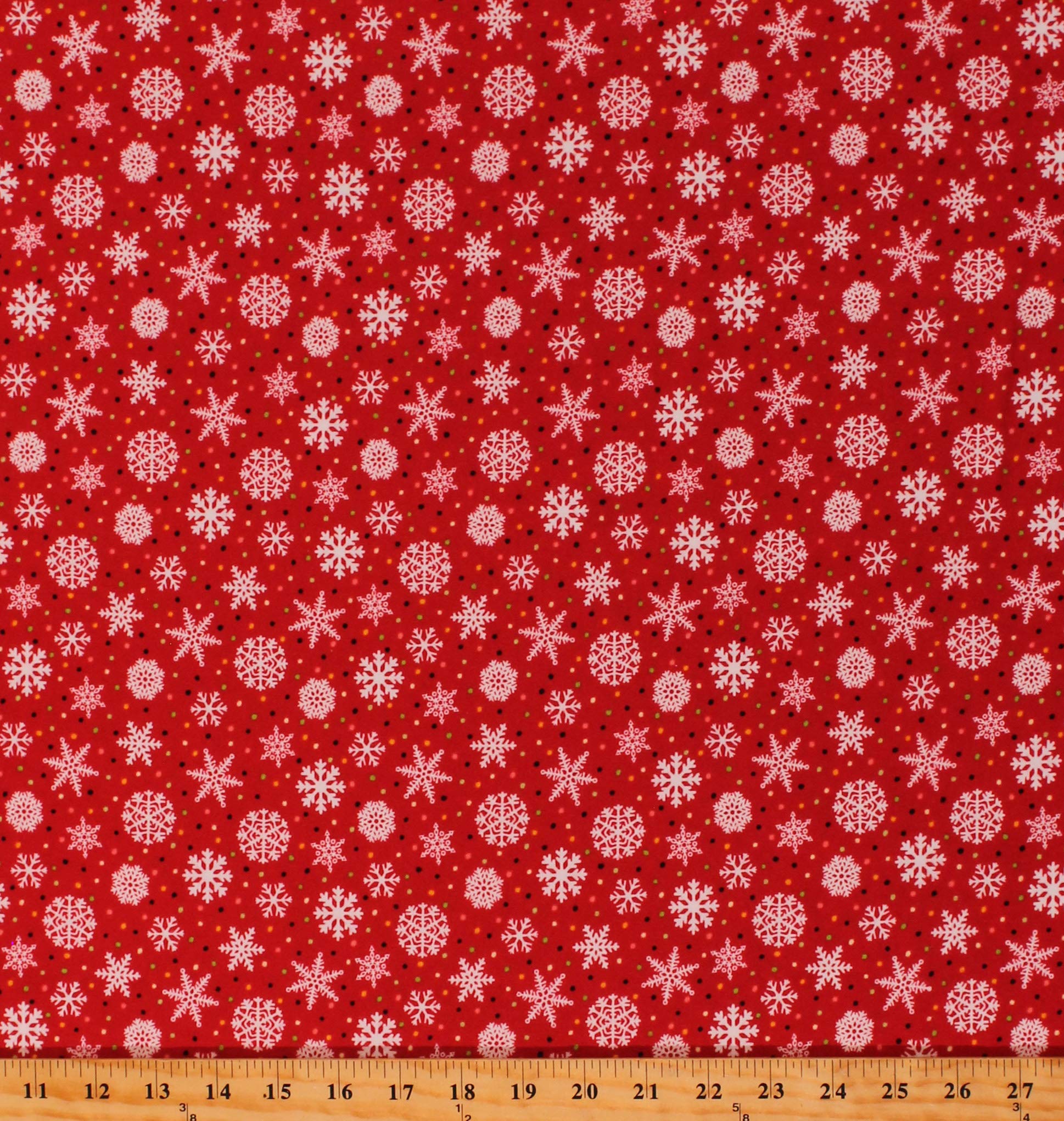 Flannel Snowflakes Red Winter Christmas Holiday Festive Snow Bird 2-Ply Cotton Flannel Fabric Print by The Yard (D284.26)