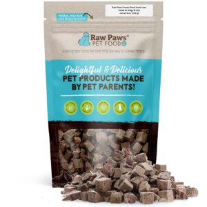 raw paws freeze dried lamb liver treats for dogs & cats, 4-oz - lamb dog treats made in usa - lamb puppy treats for training - liver dog treats - cat liver treats for dogs - freeze dried dog treats