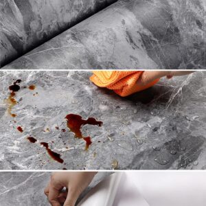 burgeliy Gray Marble Contact Paper Counter Top Covers Peel and Stick Wallpaper Self Adhesive Marble Paper for Countertops 15.7"×80" Waterproof Removable Thick Matte 3D Wallpaper for Bedroom Bathroom