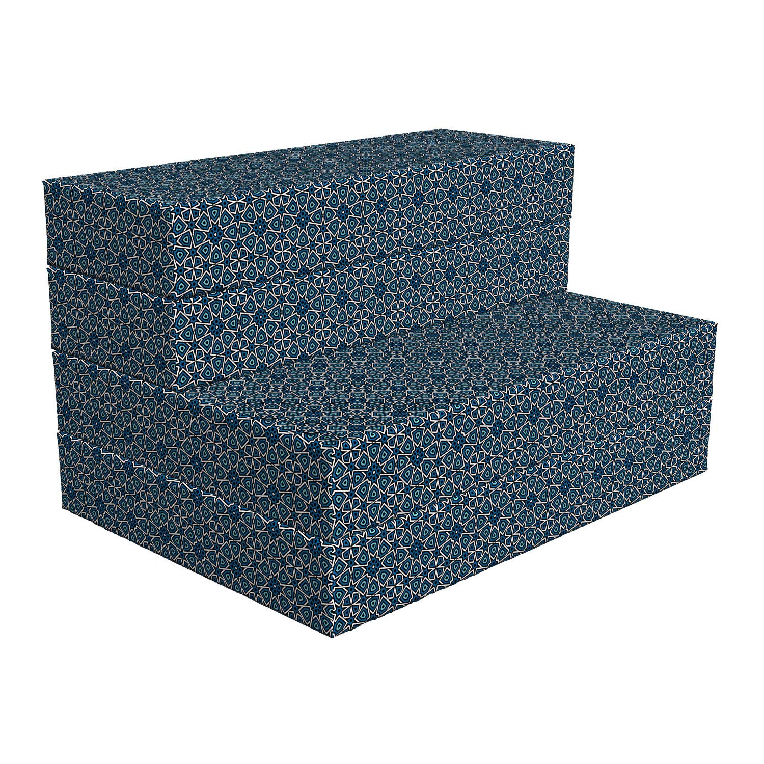 Ambesonne Oriental Foldable Mattress, Motif, 74.8" x 35.4", Turquoise Dark Blue