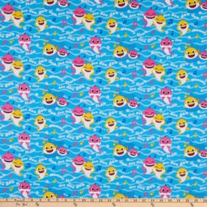 nickelodeon baby shark mommy & baby shark blue/multi, quilting fabric by the yard