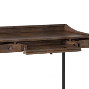 SIMPLIHOME Ralston SOLID ACACIA WOOD Modern Industrial 48 Inch Wide Small Desk in Rustic Natural Aged Brown, For the Office Desk, Writing Table, Workstation and Study Table