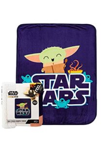 northwest star wars - the mandalorian silk touch sherpa throw blanket, 40" x 50", snack is the way