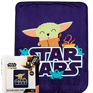 Northwest Star Wars - The Mandalorian Silk Touch Sherpa Throw Blanket, 40" x 50", Snack is The Way