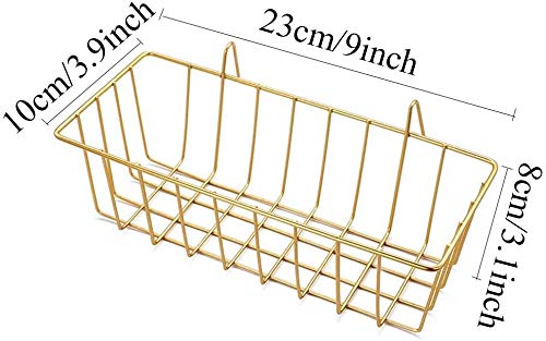 GBYAN Hanging Basket Straight Shelf Gold Flower Pot Display Holder for Wire Wall Grid Panel, 2 Pack