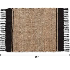 DII Woven Rugs Collection Hand-Loomed Jute, 2x3', Black Stripes