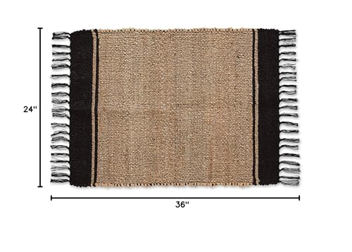 DII Woven Rugs Collection Hand-Loomed Jute, 2x3', Black Stripes