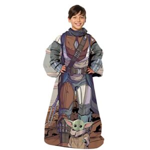 northwest star wars: the mandalorian comfy mando youth silk touch comfy throw blanket with sleeves, 48" x, 48"