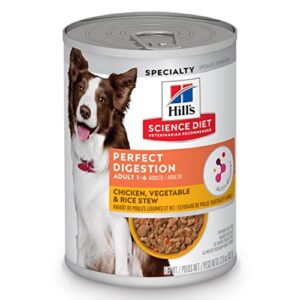 hill's science diet perfect digestion, adult 1-6, digestive support, wet dog food, chicken, vegetable & rice stew, 12.5 oz can, case of 12