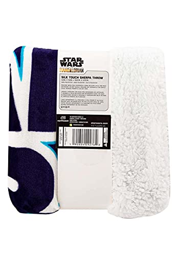 Northwest Star Wars - The Mandalorian Silk Touch Sherpa Throw Blanket, 40" x 50", Snack is The Way