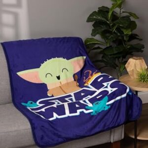 Northwest Star Wars - The Mandalorian Silk Touch Sherpa Throw Blanket, 40" x 50", Snack is The Way