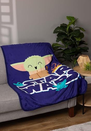 Northwest Star Wars - The Mandalorian Silk Touch Sherpa Throw Blanket, 40" x 50", Snack is The Way