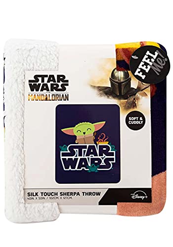 Northwest Star Wars - The Mandalorian Silk Touch Sherpa Throw Blanket, 40" x 50", Snack is The Way