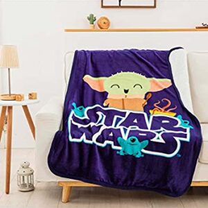 Northwest Star Wars - The Mandalorian Silk Touch Sherpa Throw Blanket, 40" x 50", Snack is The Way