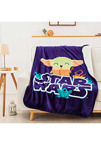 Northwest Star Wars - The Mandalorian Silk Touch Sherpa Throw Blanket, 40" x 50", Snack is The Way