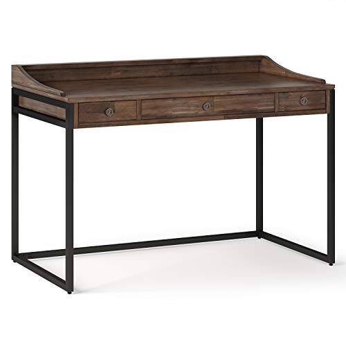 SIMPLIHOME Ralston SOLID ACACIA WOOD Modern Industrial 48 Inch Wide Small Desk in Rustic Natural Aged Brown, For the Office Desk, Writing Table, Workstation and Study Table