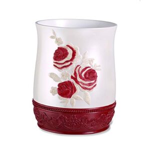 popular bath blossom rose, waste basket, burgundy