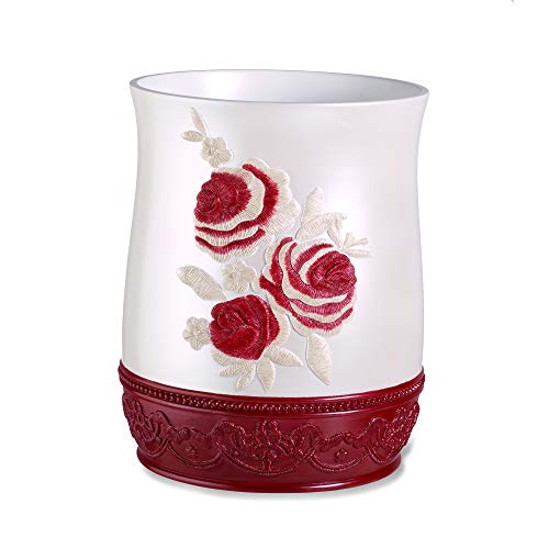 Popular Bath Blossom Rose, Waste Basket, Burgundy