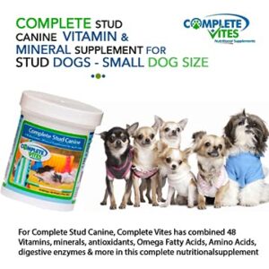 Complete Stud Canine – Vitamin & Mineral Supplement for Breeding Stud Dogs -(<20lbs)-48 nutrients-Improve Sperm/breeding Potential** Omega Fatty Acids, Amino Acids, Digestive Enzymes + More 105 Grams