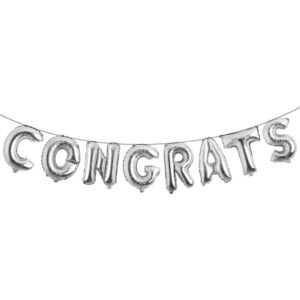 16 inch multicolor congrats letters banner gold graduation party decorations supplies (congrats silver)