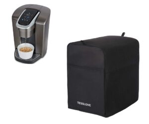 tesslove dust cover for keurig coffee maker, single serve coffee makers, coffee machine, espresso machine, k-cafe, k-elite, k-duo, nespresso vertuo, with 3 storage pockets for storing relative things