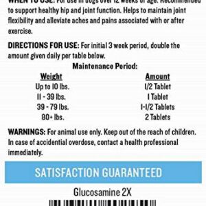 Mendota Pet Glucosamine 2X - 60 Tablets - Dog Hip & Joint Tablets