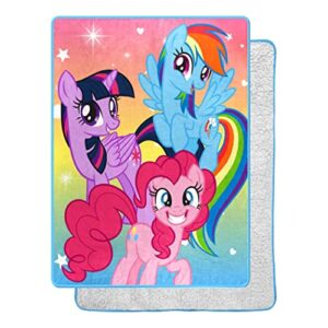 northwest my little pony silk touch sherpa throw blanket, 60" x 80", rainbow surprise