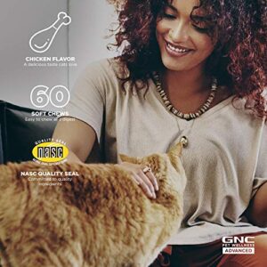 GNC Pets ADVANCED Calming Cat Chews Cats, 60 ct | Chicken Flavored Cat Soft Chews for Calming & Relaxation | Thiamine, L-Tryptophan, & Chamomile Cat Calming Supplements | Made in the USA