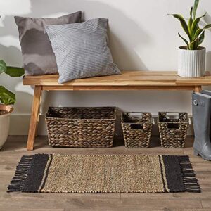 DII Woven Rugs Collection Hand-Loomed Jute, 2x3', Black Stripes