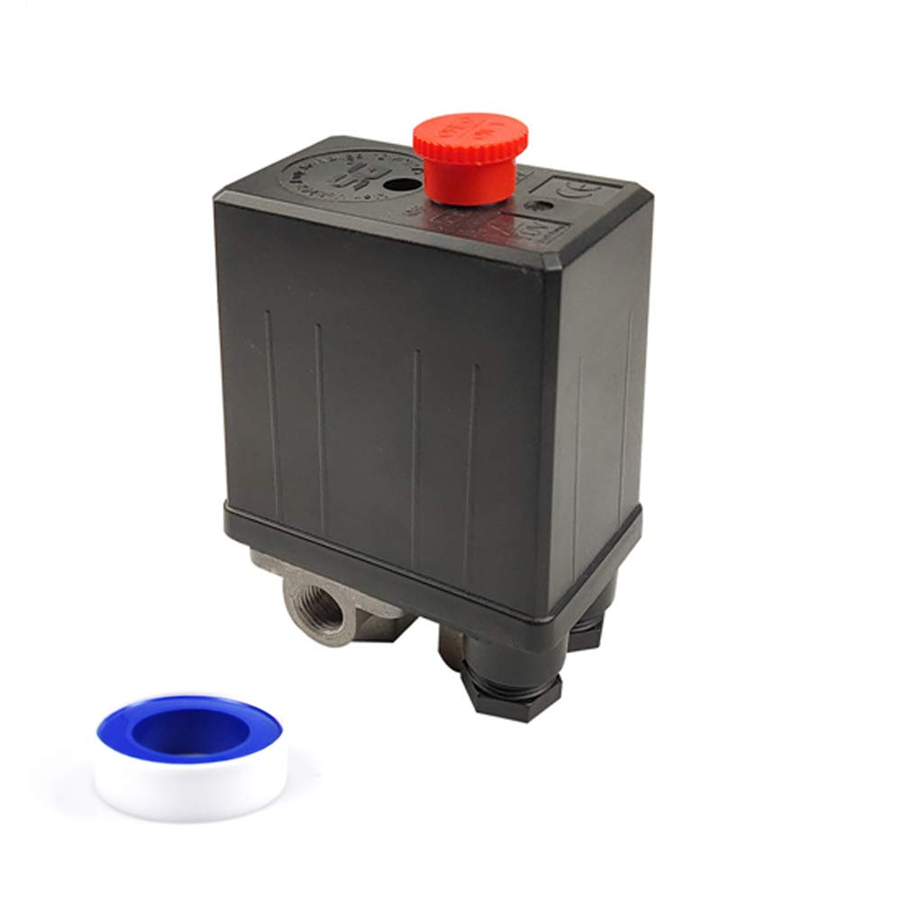 4-Way air Compressor Pressure Switch Central Pneumatic air Compressor Pressure Switch Control Valve Belt, Compressor Switch 90-120 PSI 110V-240V air Compressor regulating Valve