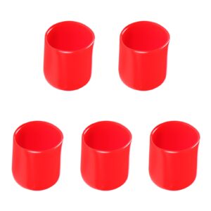 aopin rubber round end cap cover 1.06 inch (27mm) screw thread protectors pvc flexible tubing pipe protective bolt screw thread protector safety cover | for pipe post tubing rod cover 5 pcs (red)