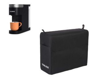 tesslove dust cover for keurig coffee maker k-slim, single serve coffee makers, coffee machine, espresso machine, dust cover with 3 storage pockets for storing relative things (m, black)