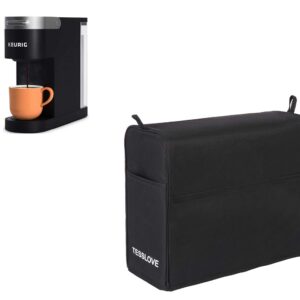 TESSLOVE Dust Cover for Keurig Coffee Maker K-SLIM, Single Serve Coffee Makers, coffee machine, espresso machine, dust cover with 3 Storage Pockets for storing relative things (M, BLACK)