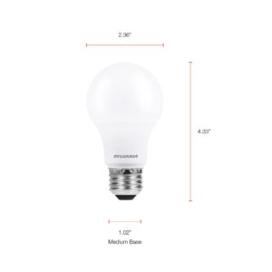 SYLVANIA LED A19 Light Bulb, 100W Equivalent, Efficient 16W, Dimmable, 1600 Lumens, Frosted, 5000K, Daylight - 4 Pack (40739)