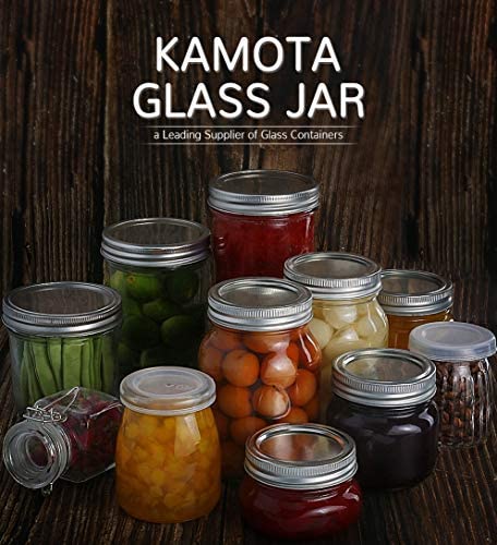 KAMOTA Mason Jars 16oz, 12 Pack Glass Canning Jars With Regular Lids and Bands, Ideal for Jam, Honey, Wedding Favors, Shower Favors, DIY Spice Jars, 12 PACK, 20 Whiteboard Labels Included…