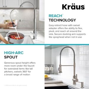 KRAUS Britt 2nd Gen Commercial Style Pull-Down Single Handle Kitchen Faucet in Spot Free Antique Champagne Bronze, KPF-1691SFACB