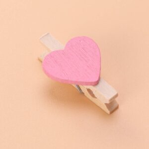 NUOBESTY 50pcs Clothes pins Mini Wooden Clips Clothespins Crafts Clips with Hearts for Wedding Party Valentines Day Decoration Photo Wood Clip Clothespin