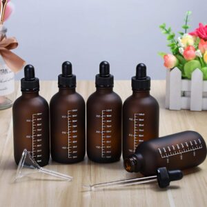 HUIZHU 5PCS 120ml Amber Glass Dropper Bottles Liquid bottling Refillable Bottles Dispensing bottle with Dropper Pipettes for Essential Oils/Beauty Oil Mix,Blends (120ML X 5PCS)